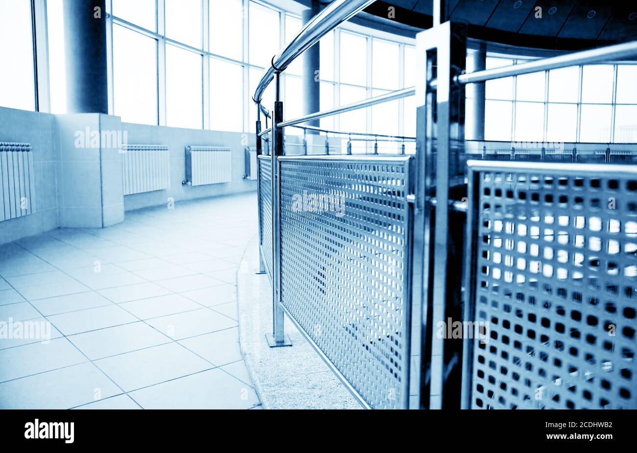 Metal details of an interior of modern office buil Stock Photo - Alamy