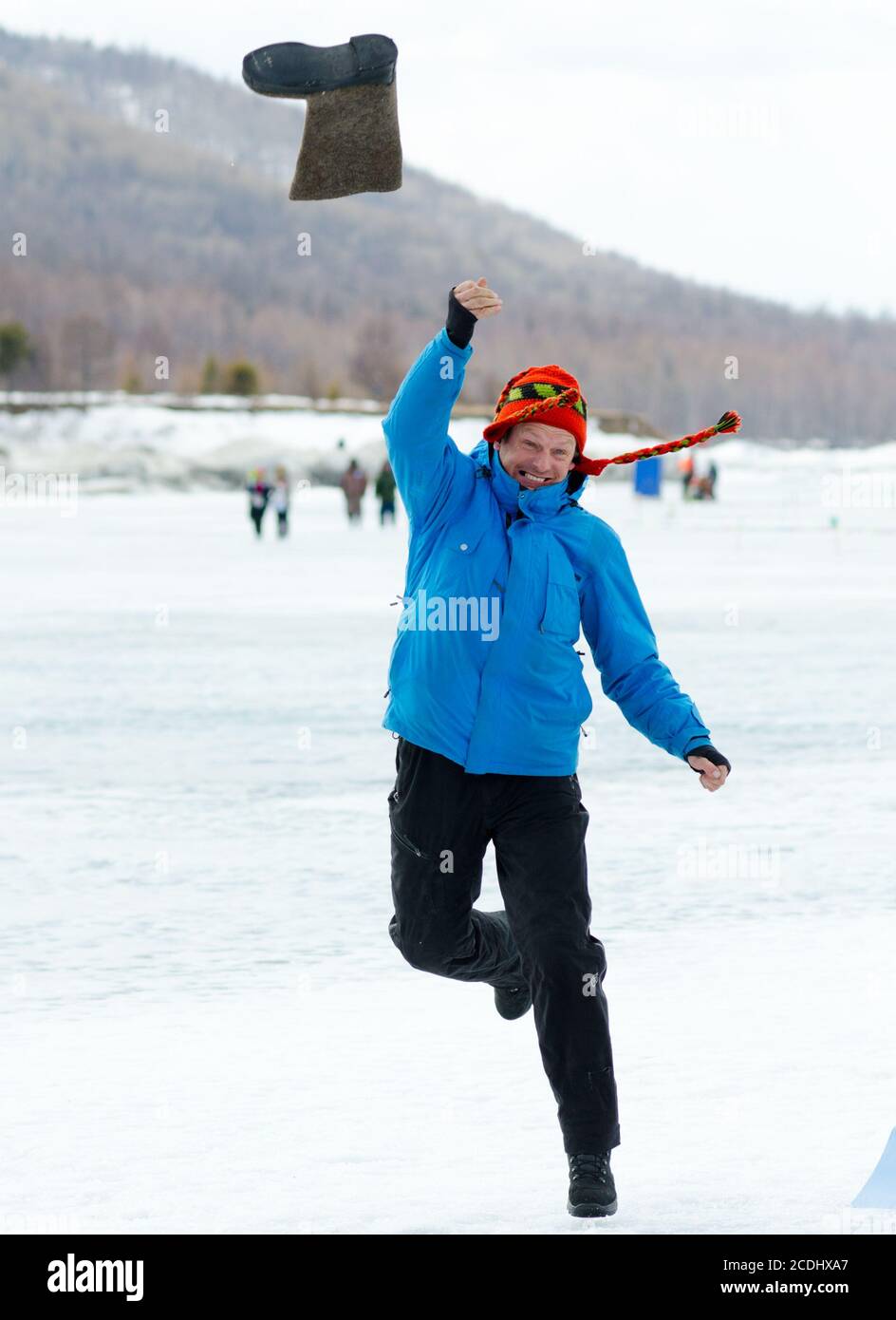 Valenok throwing at Baikal Fishing 2012 Stock Photo - Alamy