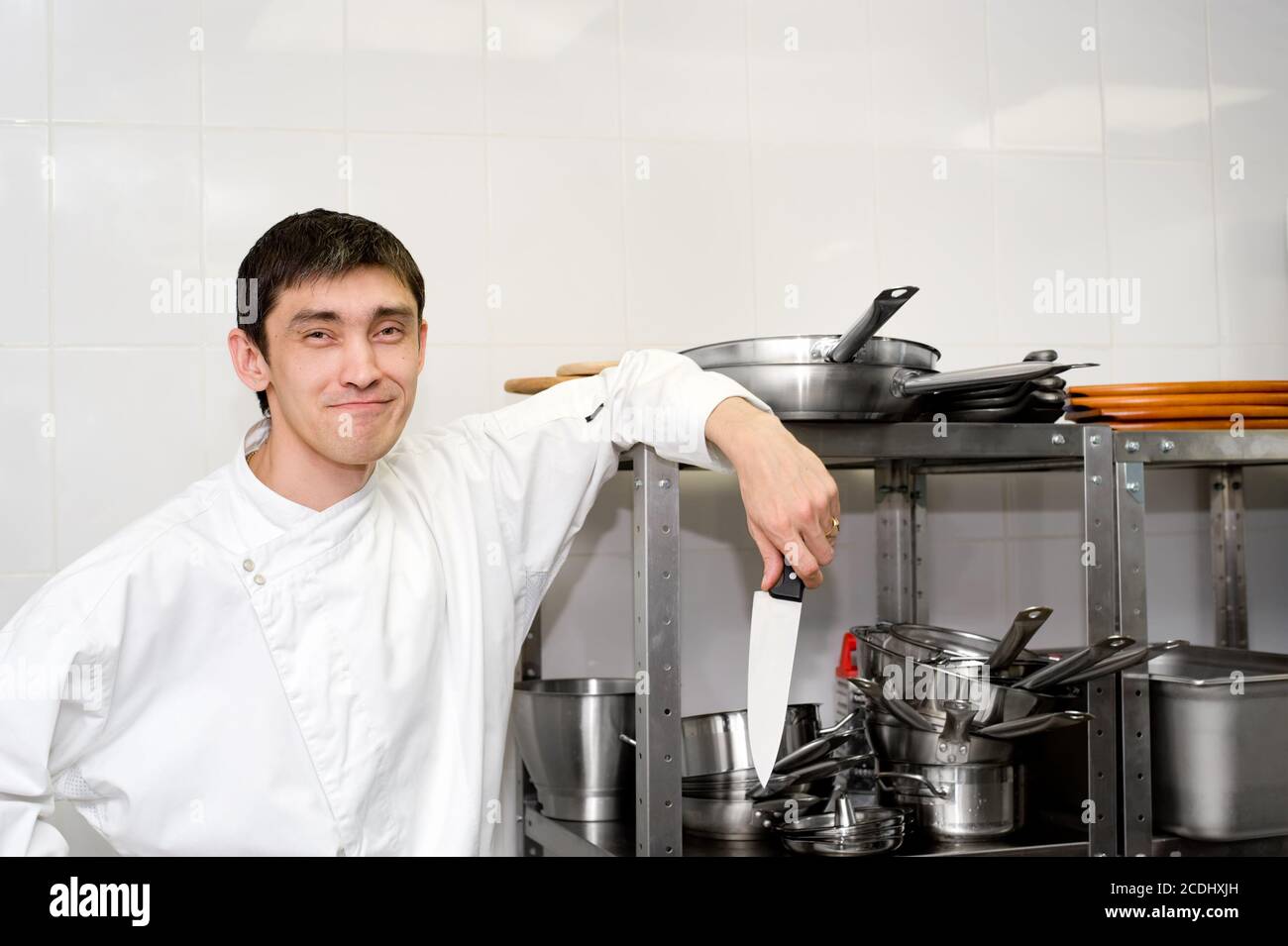 chef with knife Stock Photo - Alamy