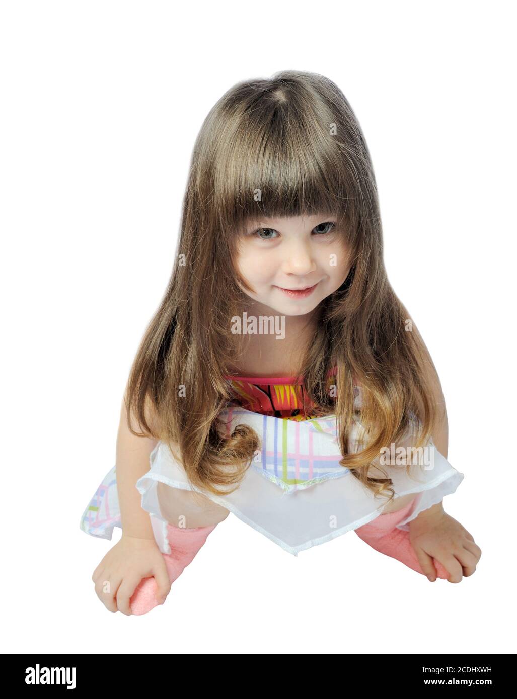 happy little girl isolated on a white Stock Photo - Alamy