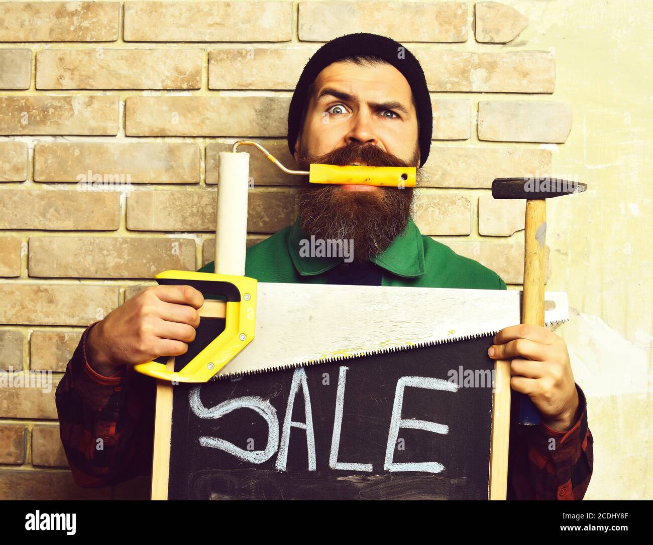 bearded foreman, long beard, brutal caucasian hipster, moustache in ...