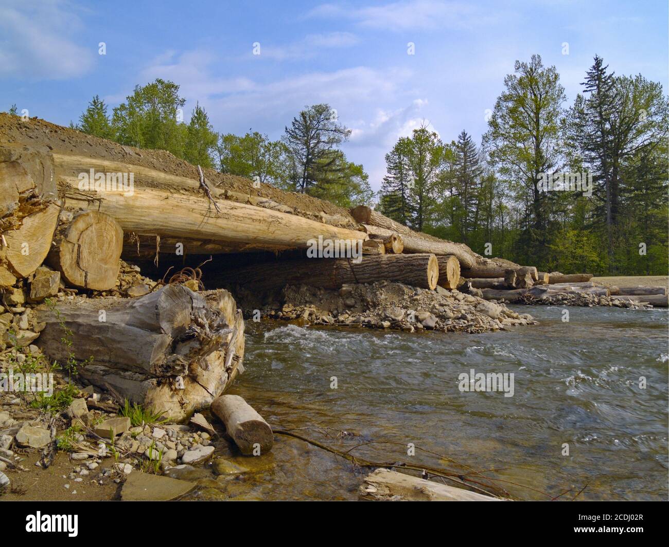 The Bridge through timber river Stock Photo - Alamy