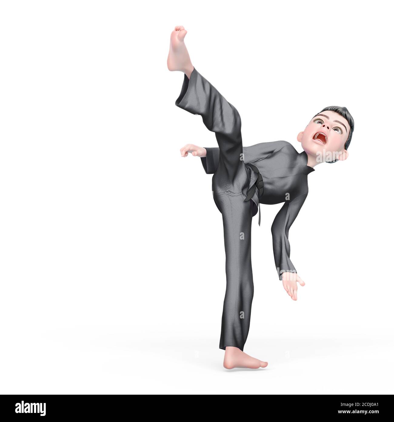 karate boy cartoon in elbow attack in close up view, 3d illustration ...