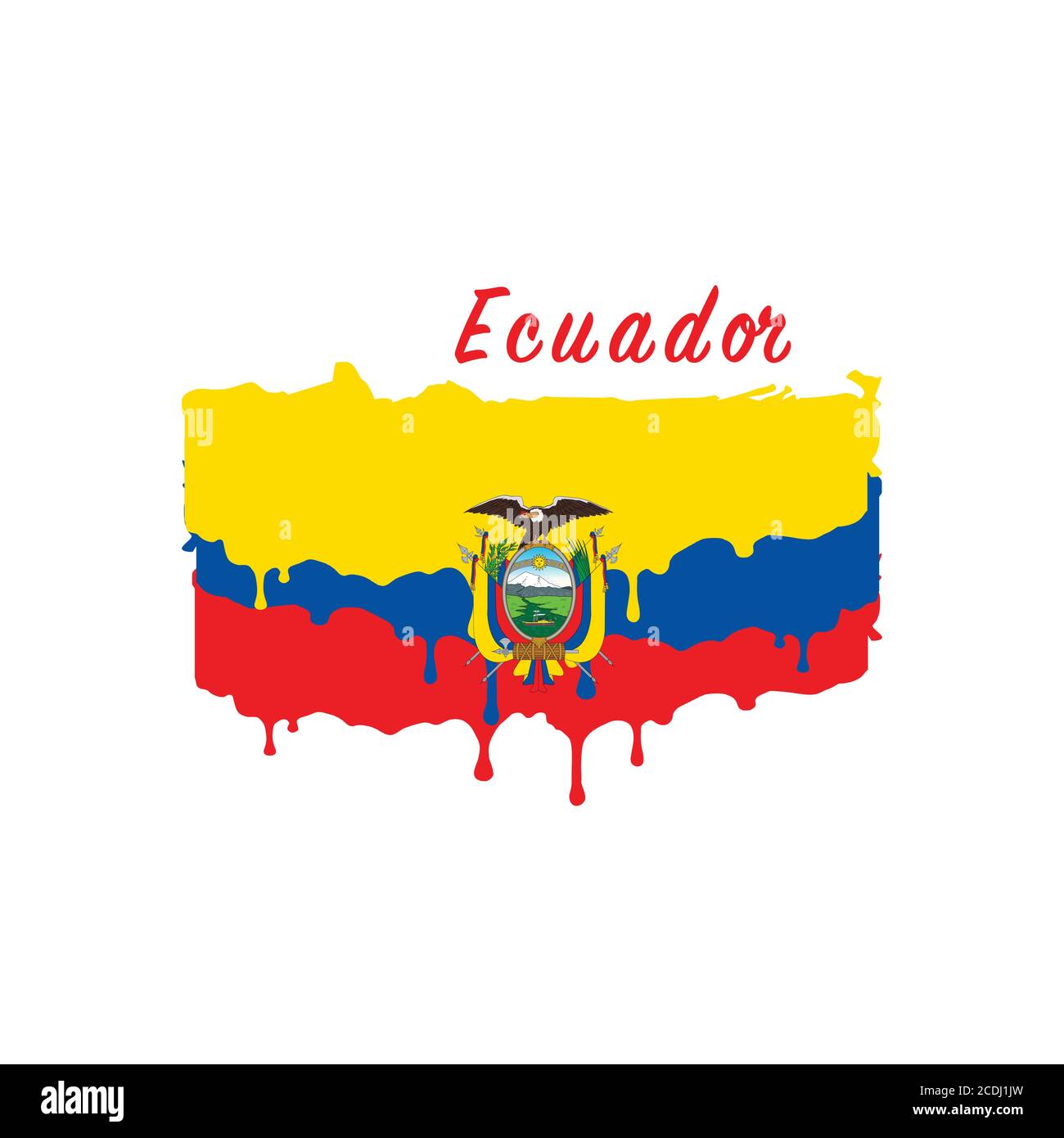Painted Ecuador flag, Ecuador flag paint drips. Stock vector ...