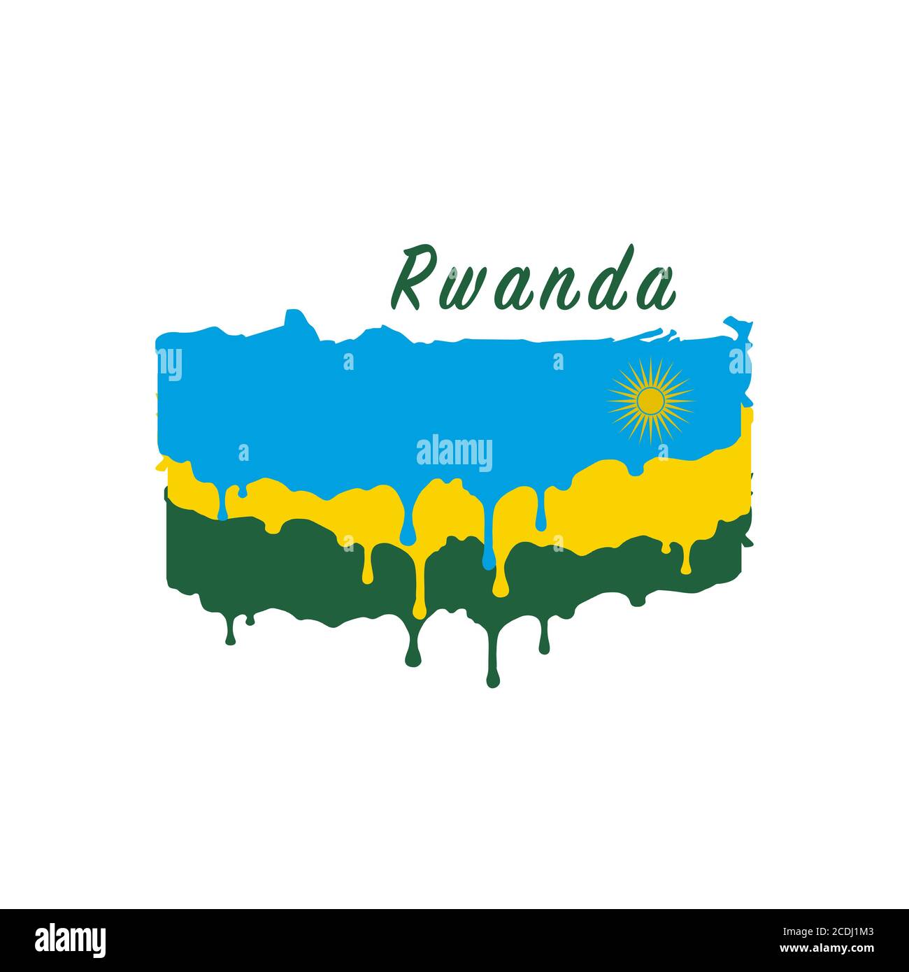 Painted Rwanda flag, Rwanda flag paint drips. Stock vector illustration ...