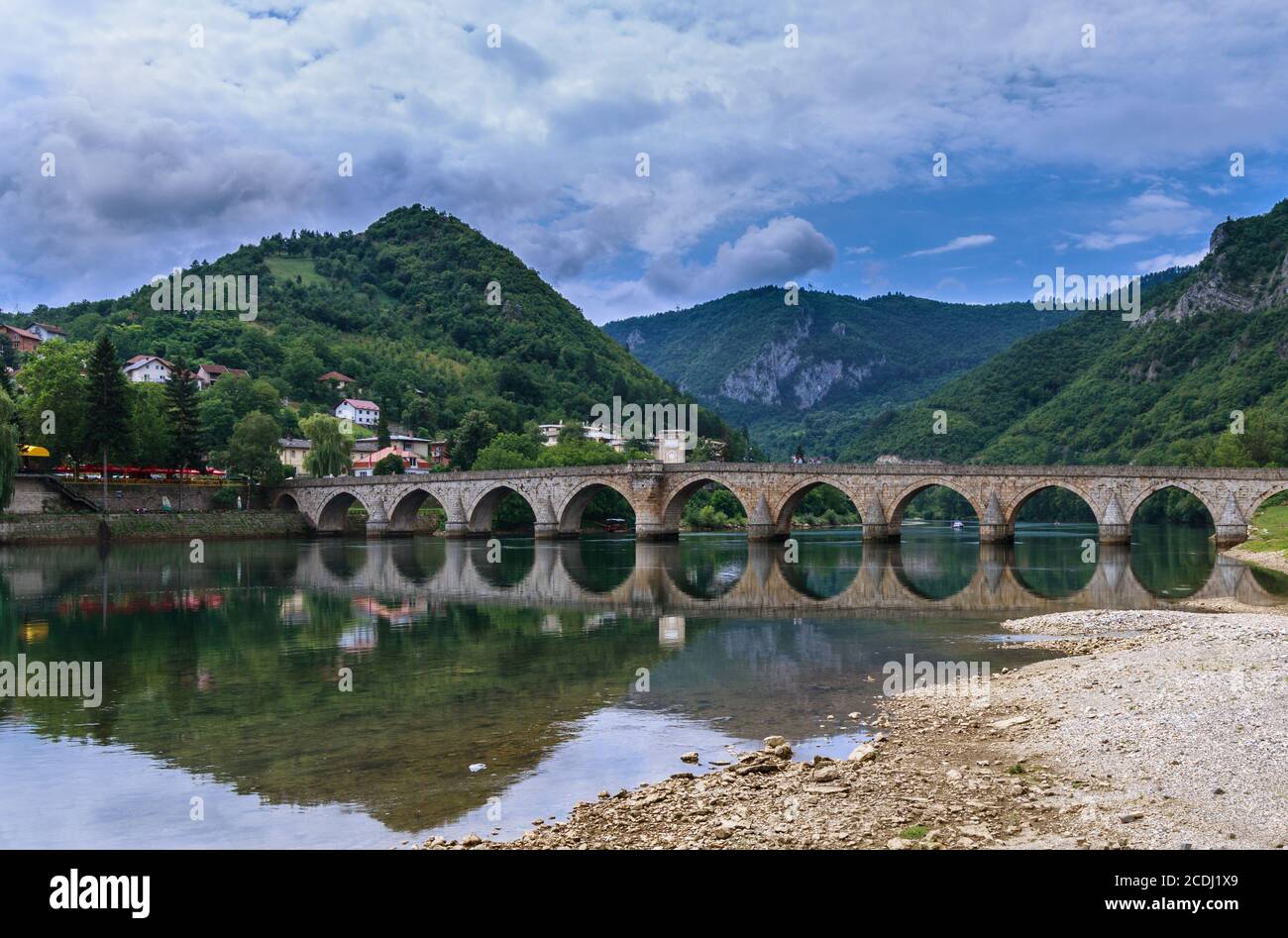 Famous bridge in Visegrad, on river Drina, Bosnia and Herzegovina Stock ...