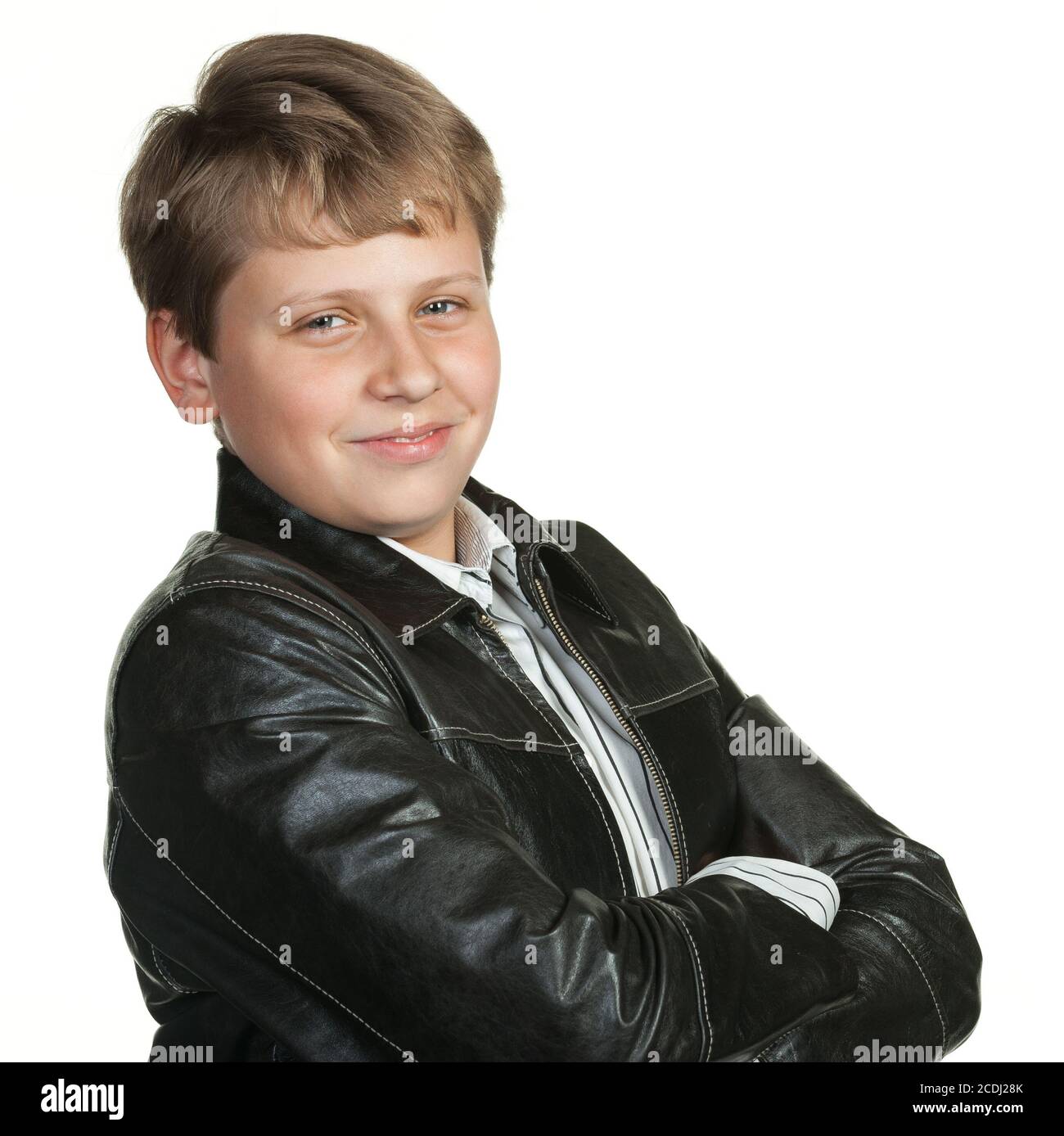 Portrait of the teenager in a leather jacket Stock Photo - Alamy