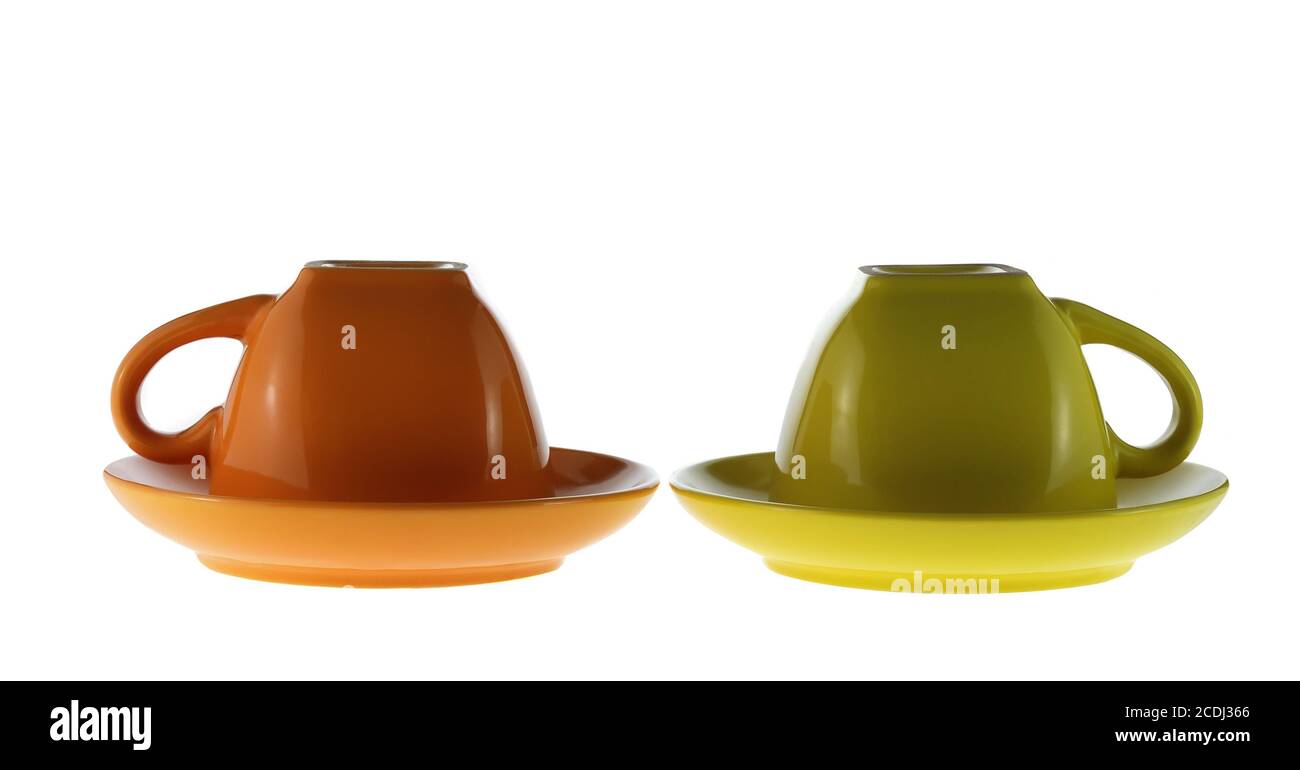 Two turned color cups Stock Photo - Alamy
