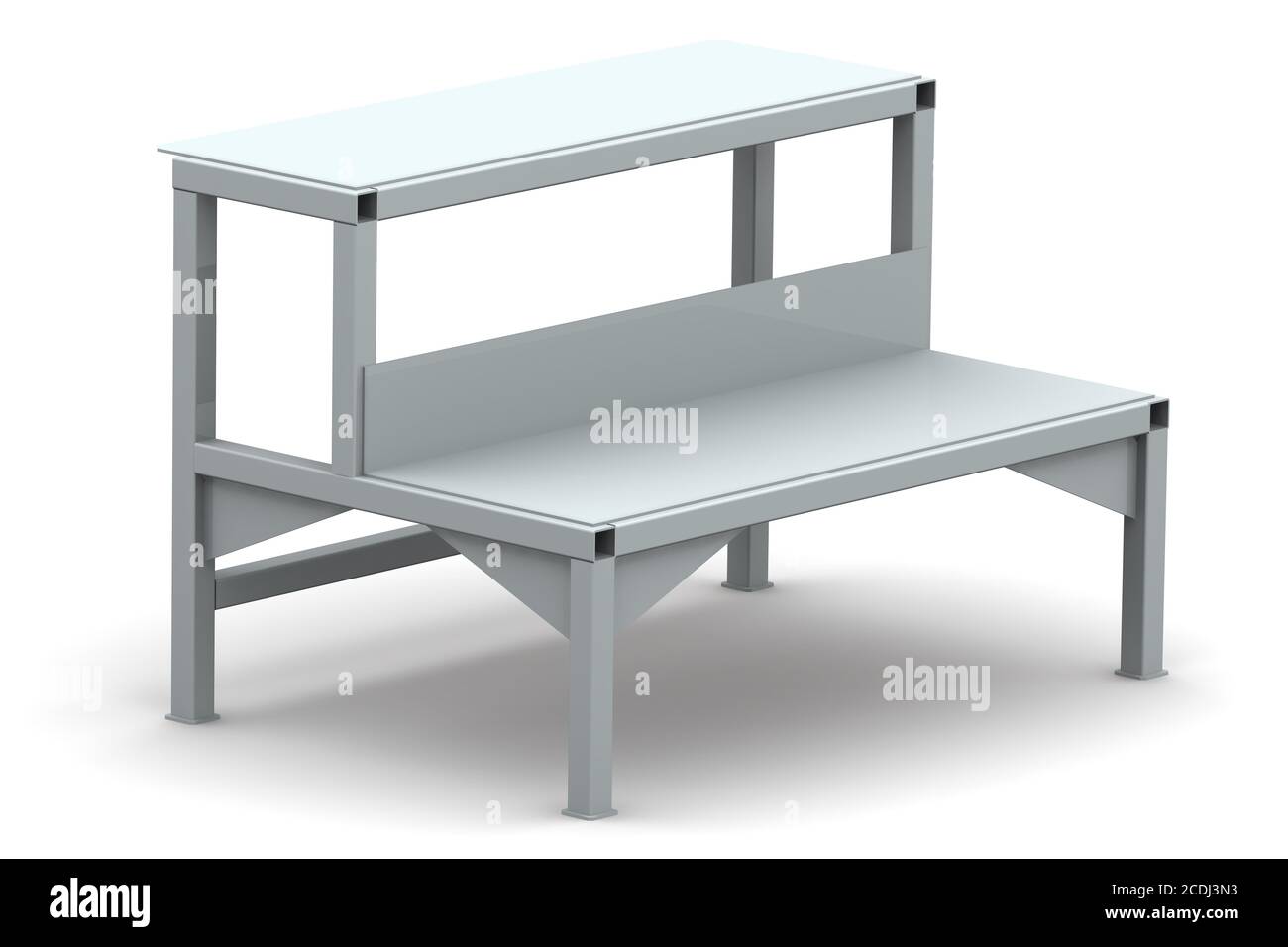 One step ladder. Industrial step ladder on a white surface. 3D ...