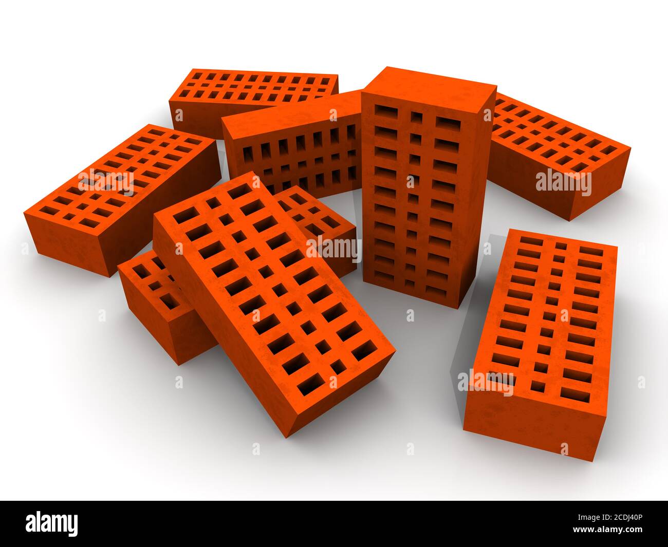 Lots of orange ceramic bricks. Many orange ceramic bricks lying on a ...