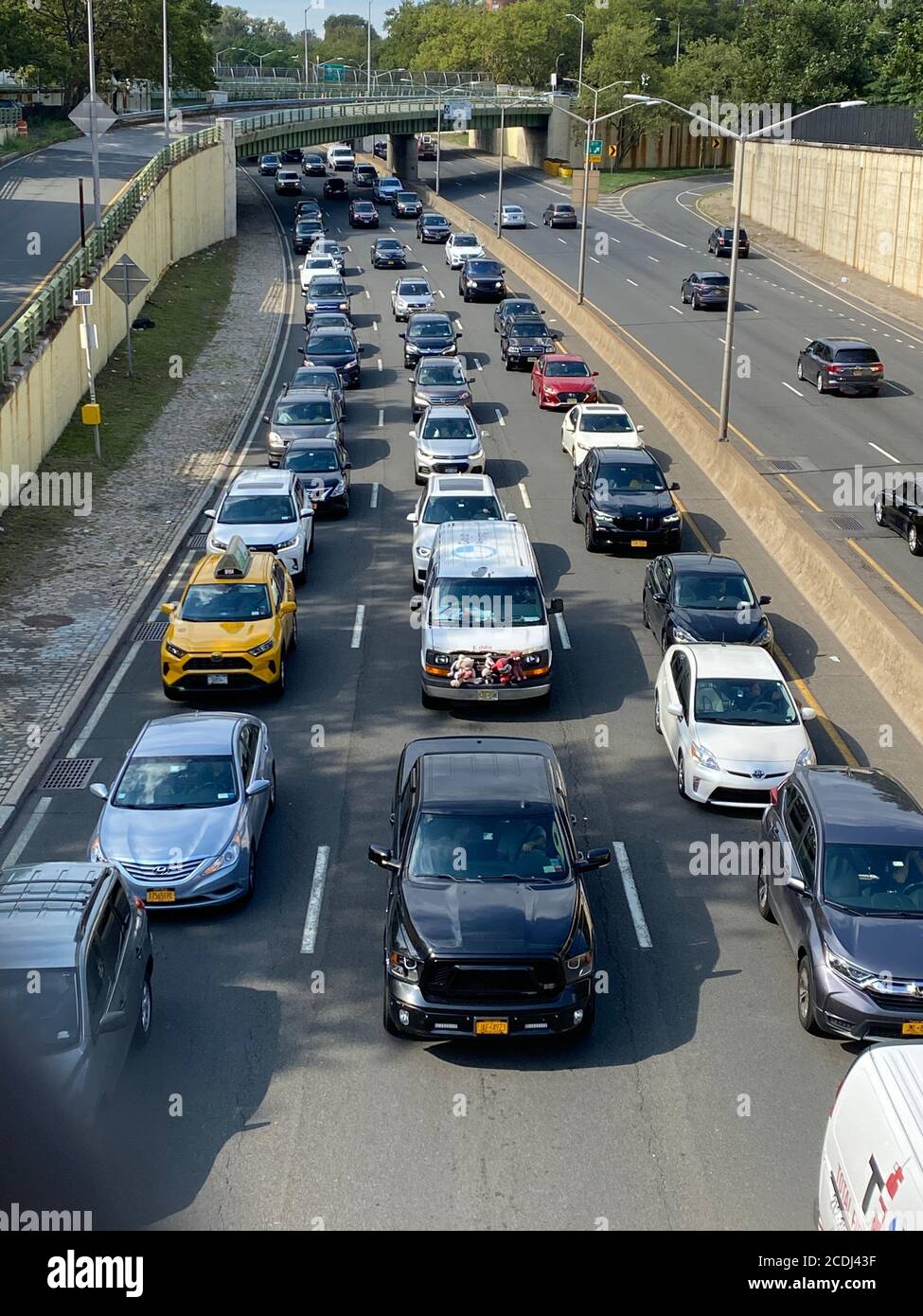 After work rush hour on the Prospect Expressway in Brooklyn, New York ...