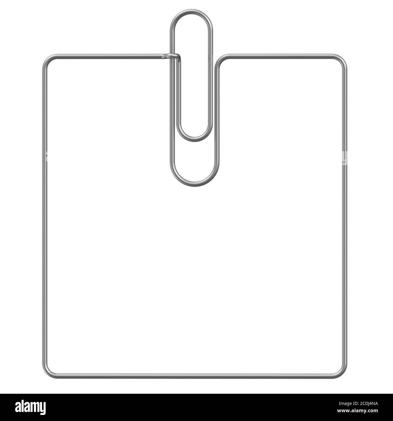 Metal paper clip in the form of a frame isolated on white background ...