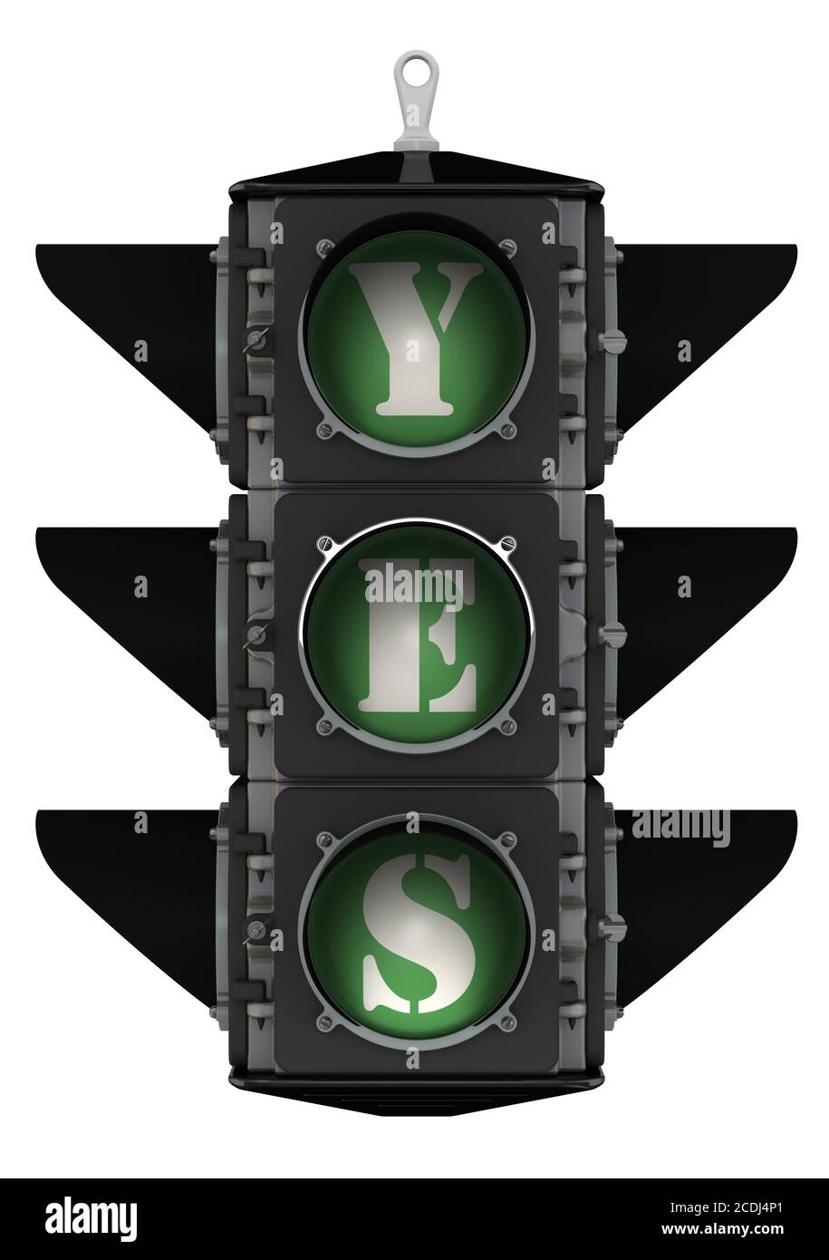 Traffic light with green lights and the word YES! Isolated Stock Photo ...