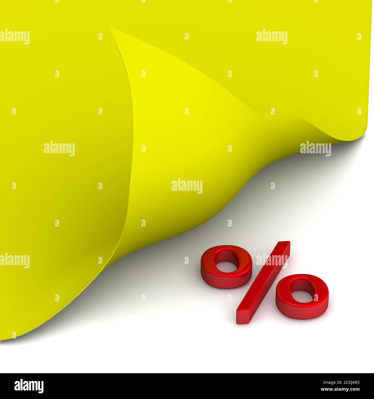 Symbol of percentage under the yellow sheet. Red symbol of percent ...