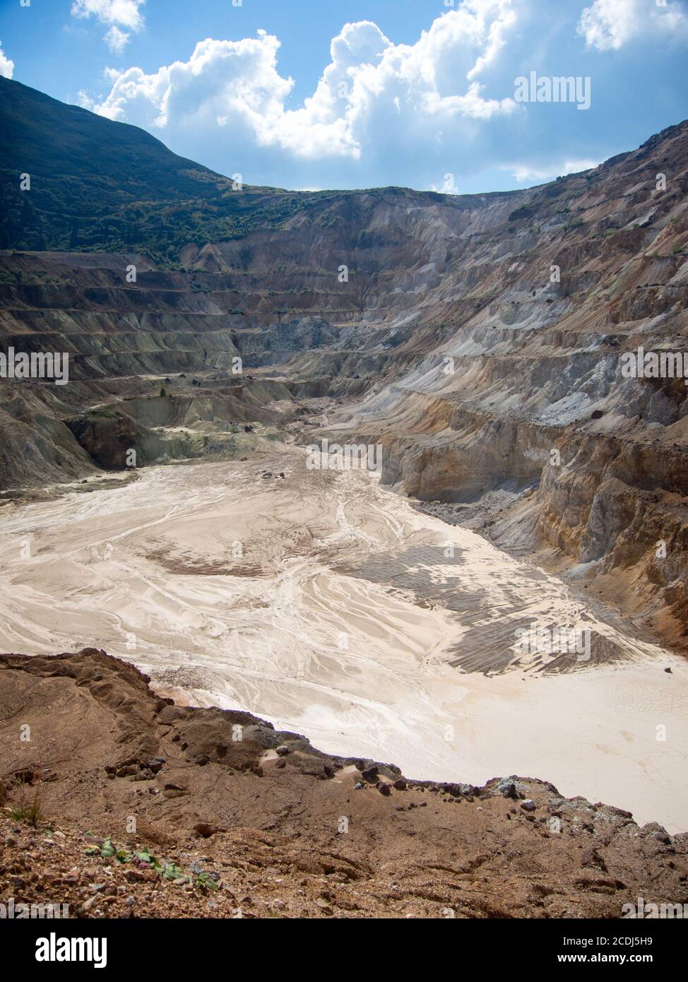 abandoned sulfur surface mining pit near calimani mountains romania ...