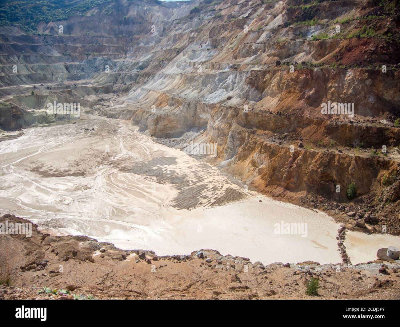 abandoned sulfur surface mining pit near calimani mountains romania ...