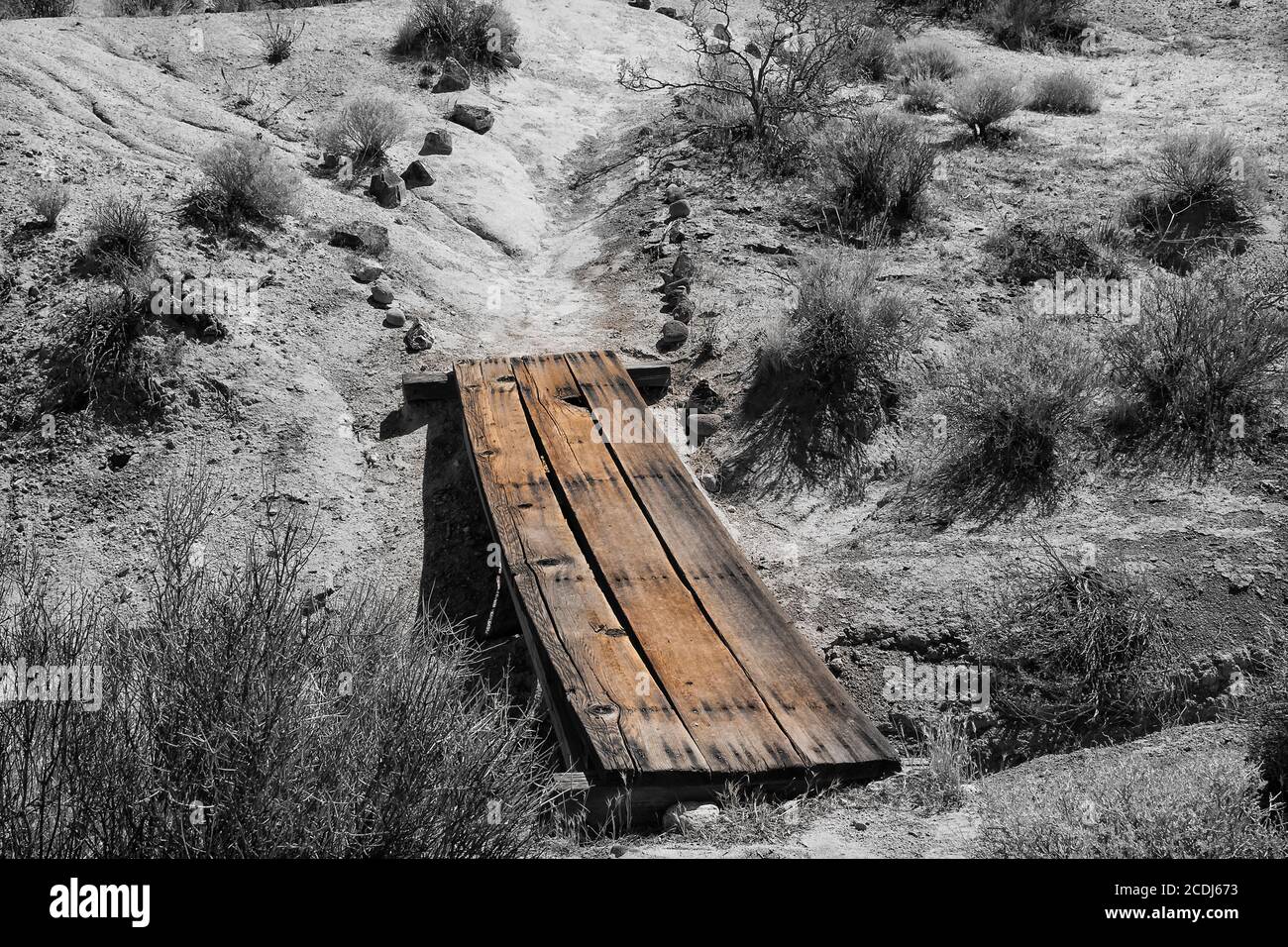 Wood Bridge Over Gully Stock Photo - Alamy
