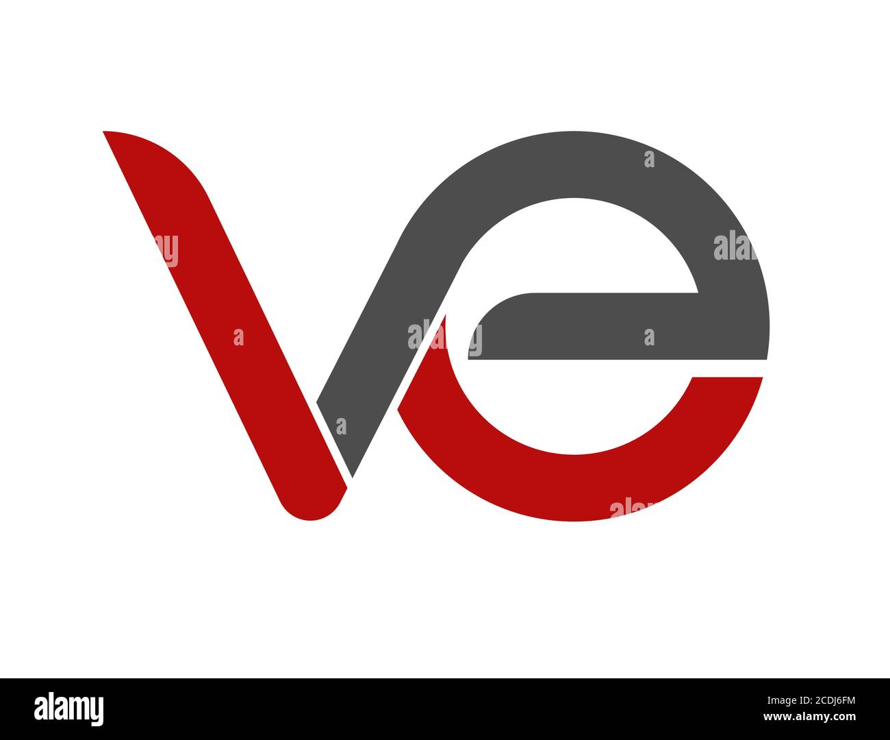 Stylized lowercase letters V and E are linked by a single line for a ...