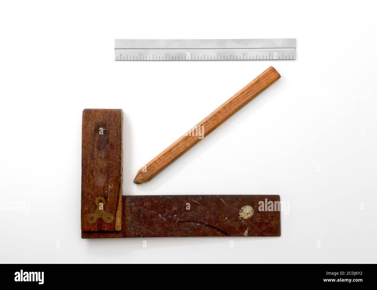 Square Pencil and Ruler Stock Photo - Alamy