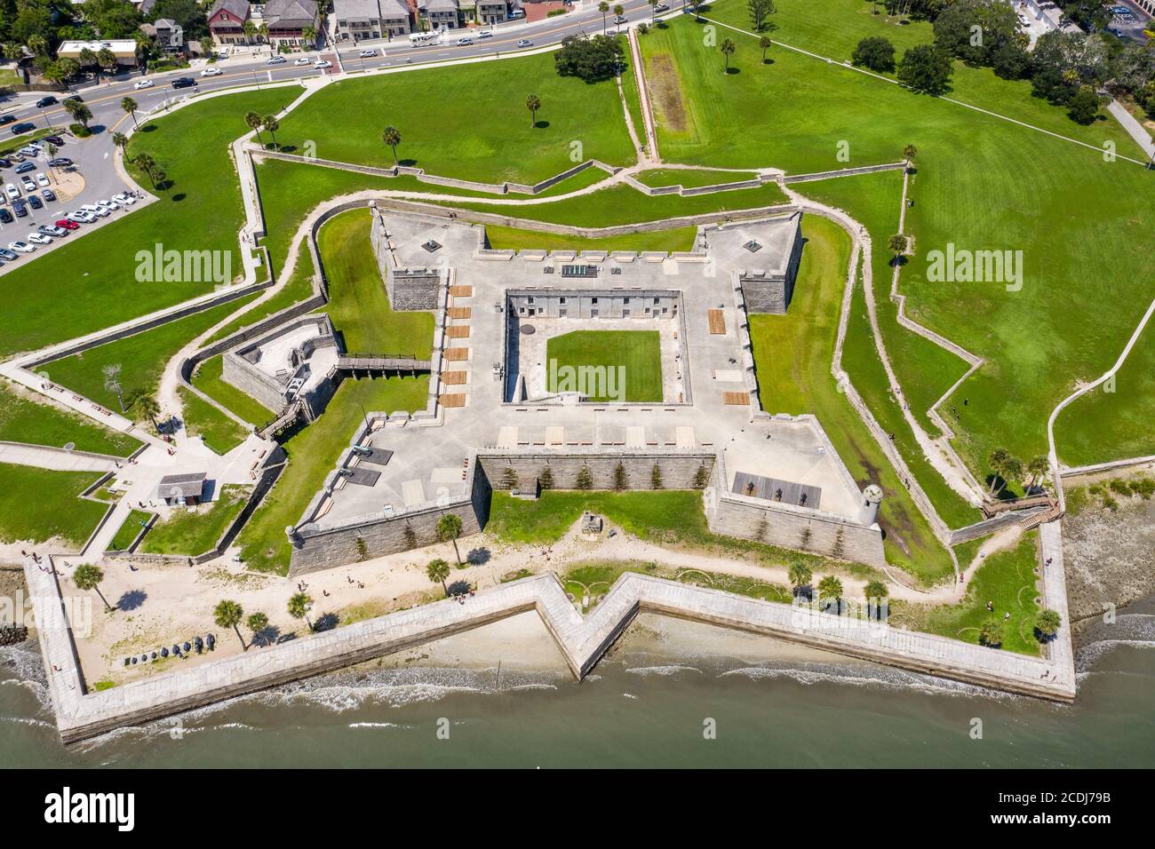 Aerial view of the Castillo de San Marcos, the oldest masonry fort in ...