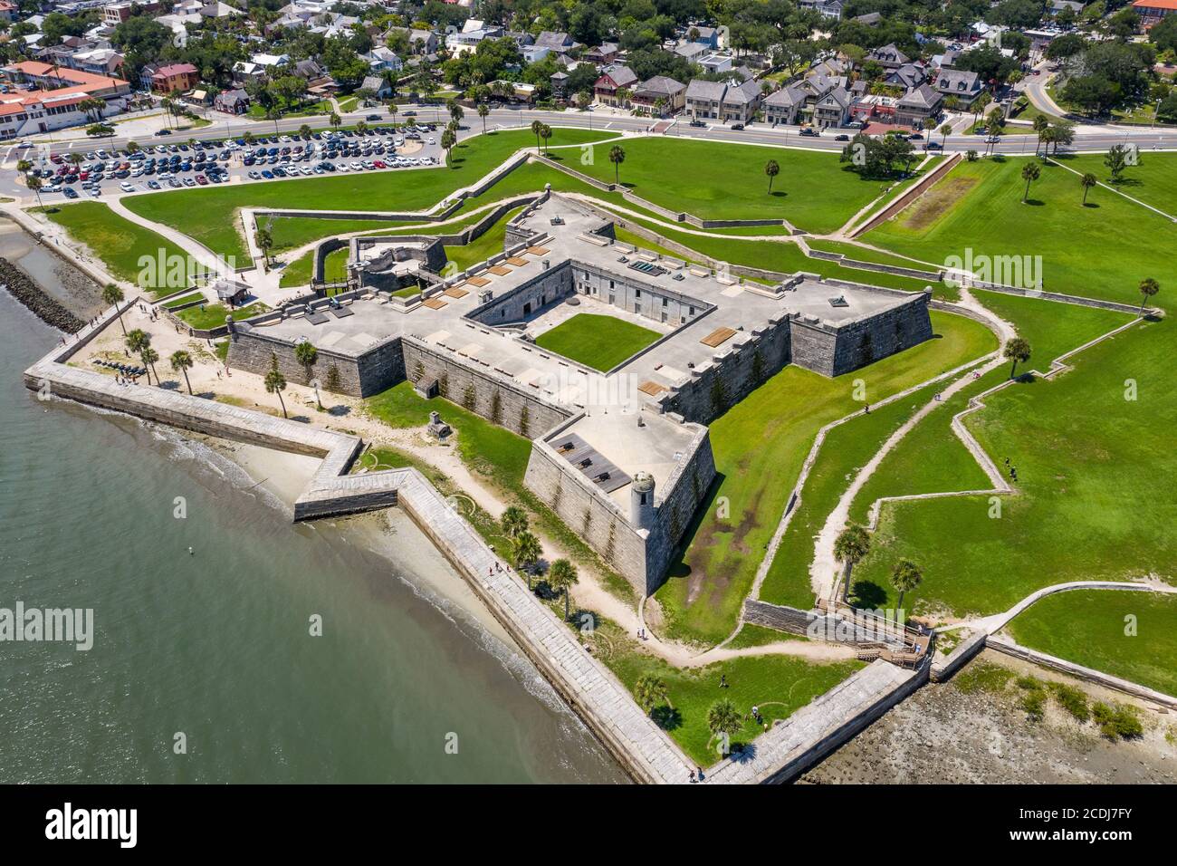 Aerial view of the Castillo de San Marcos, the oldest masonry fort in ...