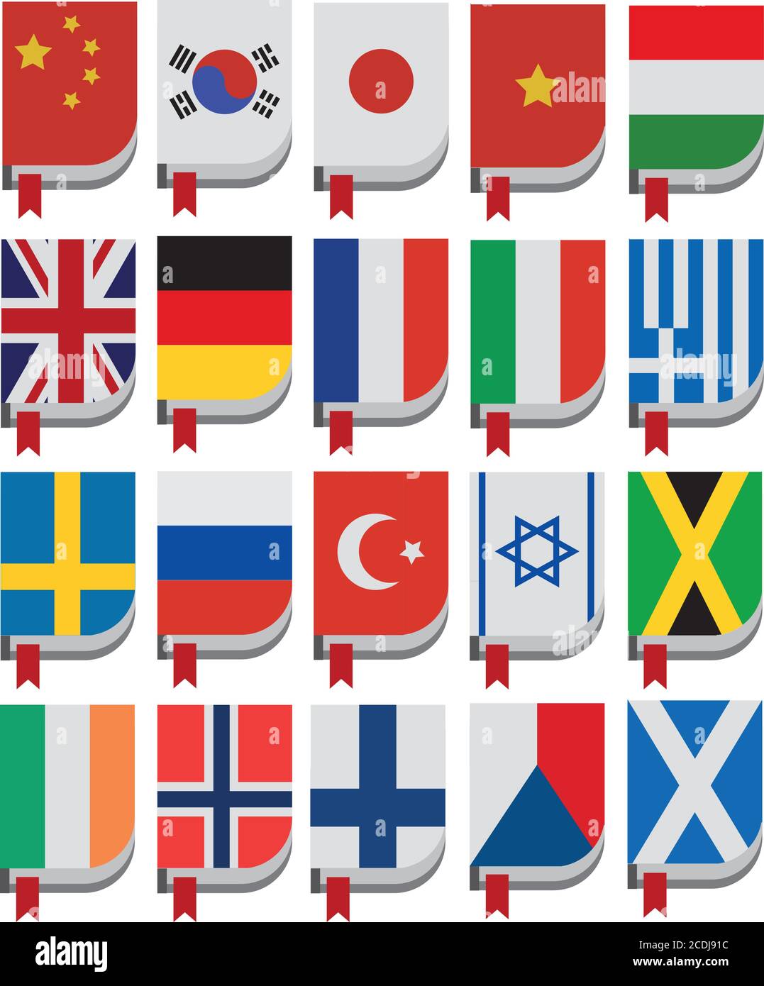 Flag symbols, vector illustrations, 20 different country's flag Stock ...