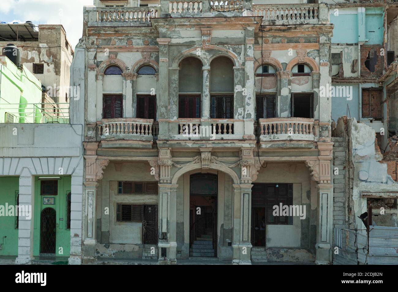 Havana, Cuba - 8 February 2015: Example of colonial architecture on ...