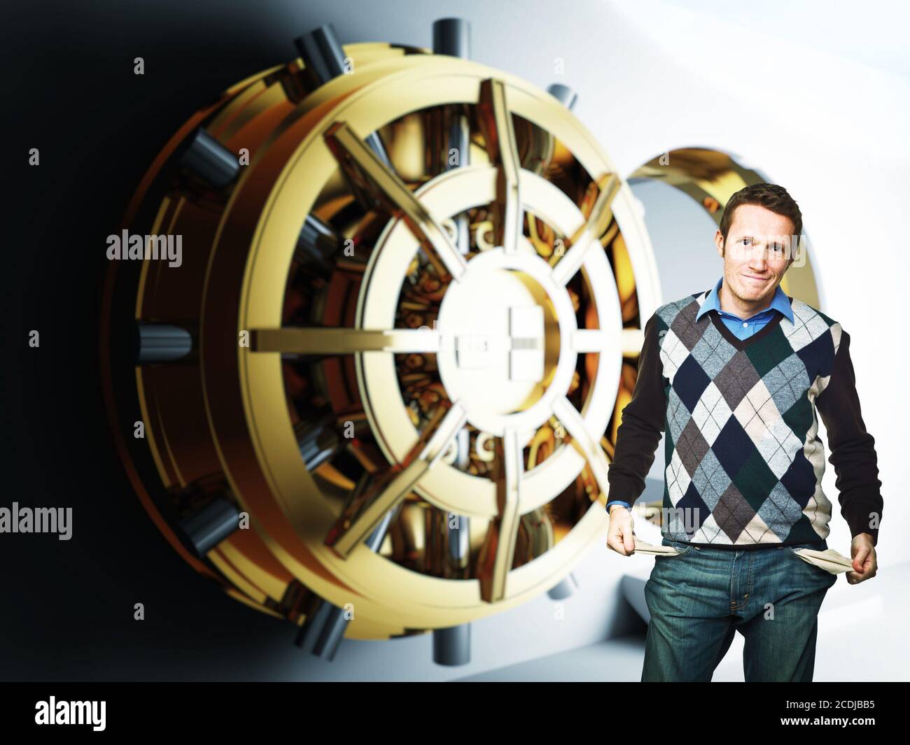 poor man and bank Stock Photo - Alamy