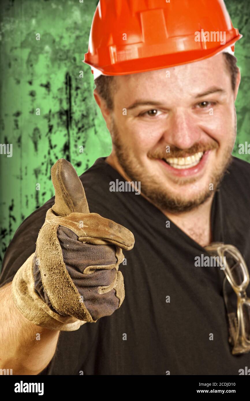 red hat handyman Stock Photo - Alamy
