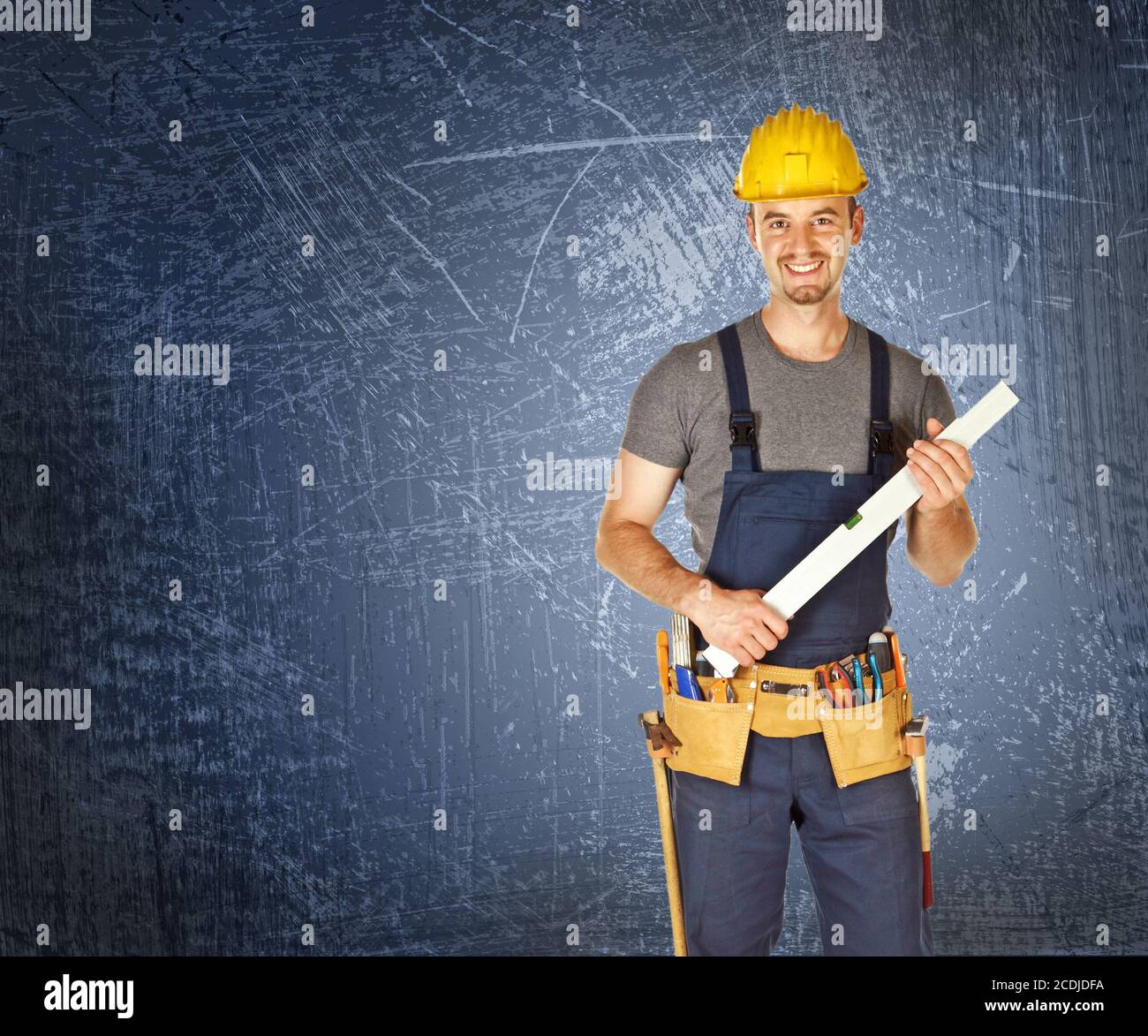 handyman blue background Stock Photo - Alamy