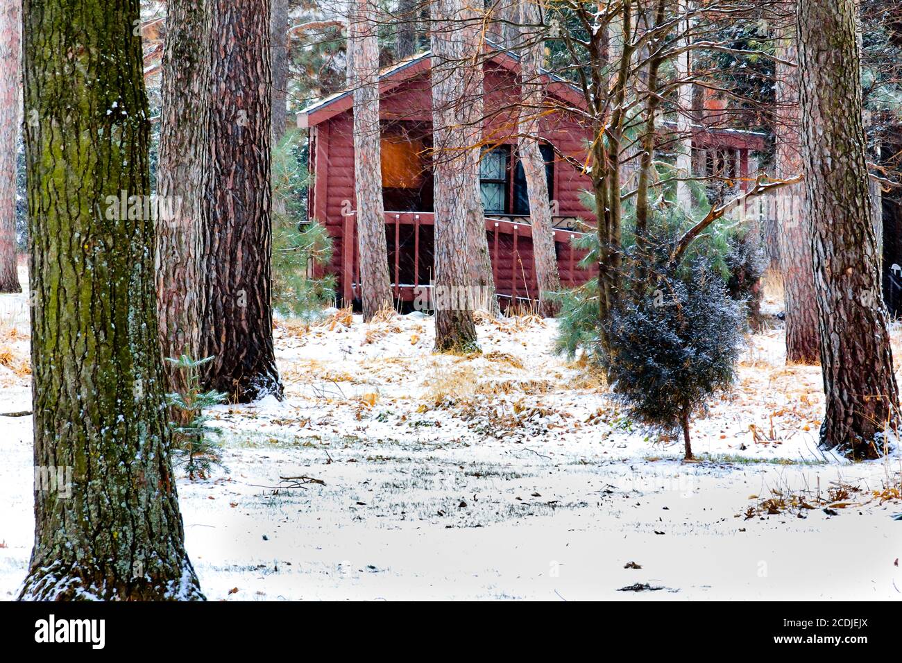 Log Cabin the Winter Snow Stock Photo - Alamy