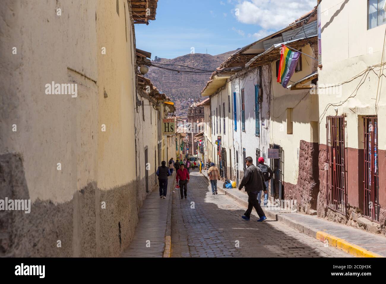 Cusco, Peru - october 08, 2018: View of people walking in the streets ...