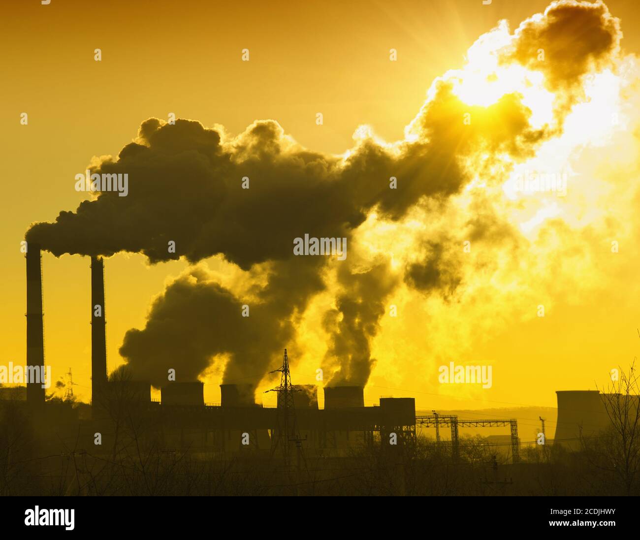 Power plant with smoke Stock Photo - Alamy