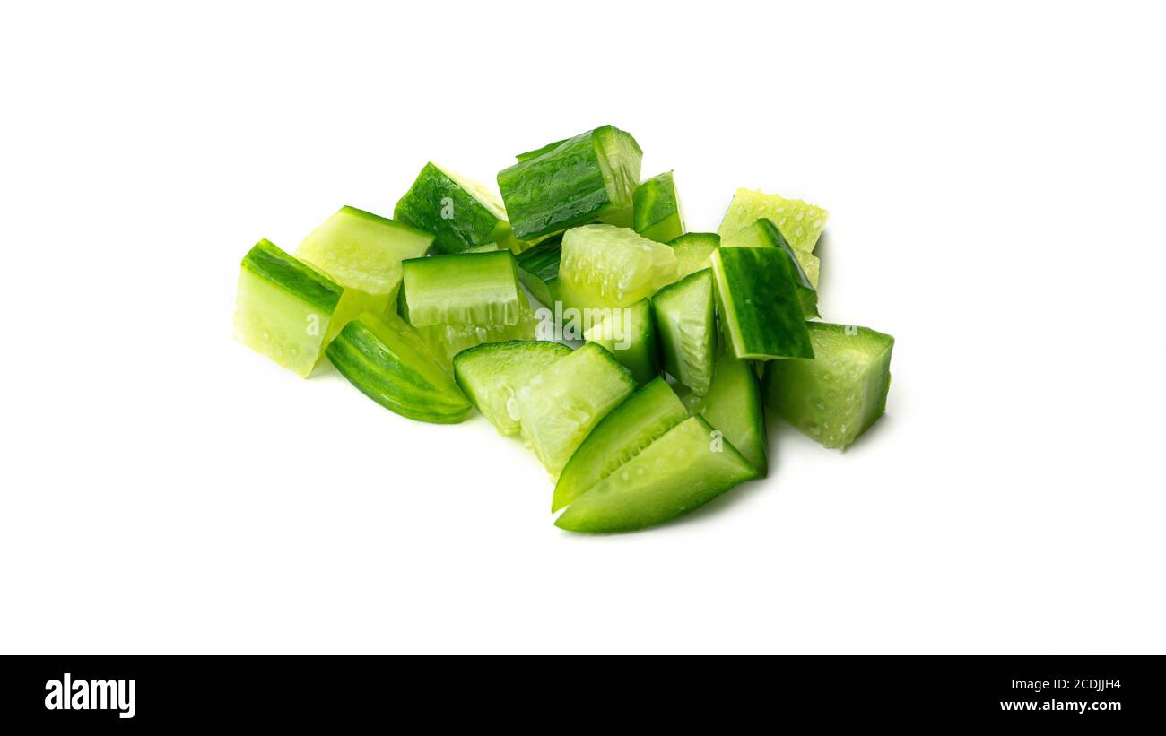 Fresh sliced cucumber. Close up. Isolated on white background Stock ...