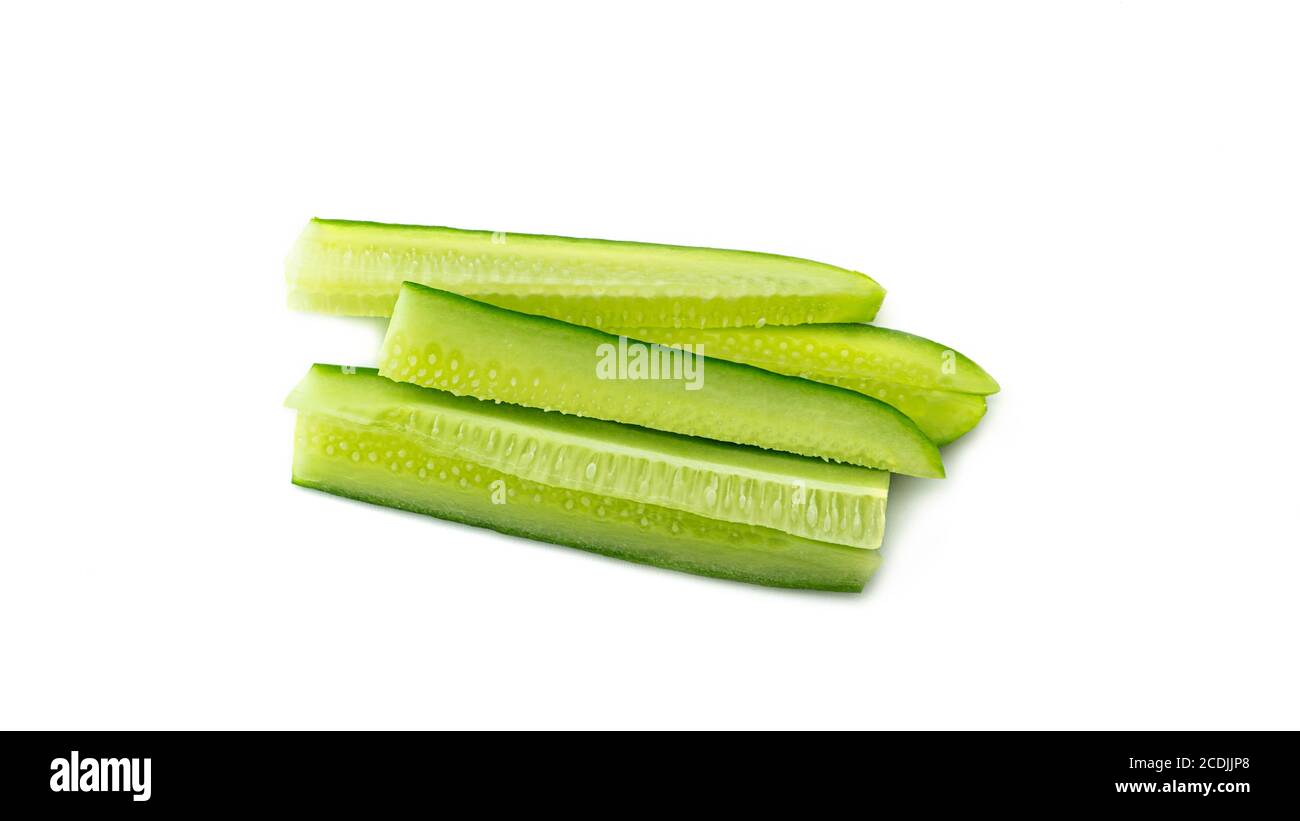 Fresh sliced cucumber. Close up. Isolated on white background Stock ...