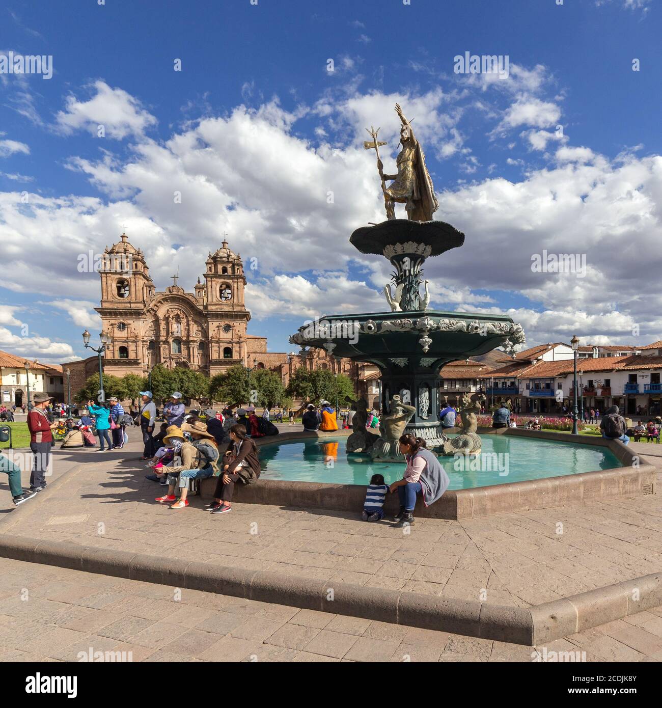 Cusco, Peru - october 08, 2018: View of people who relax in the ...
