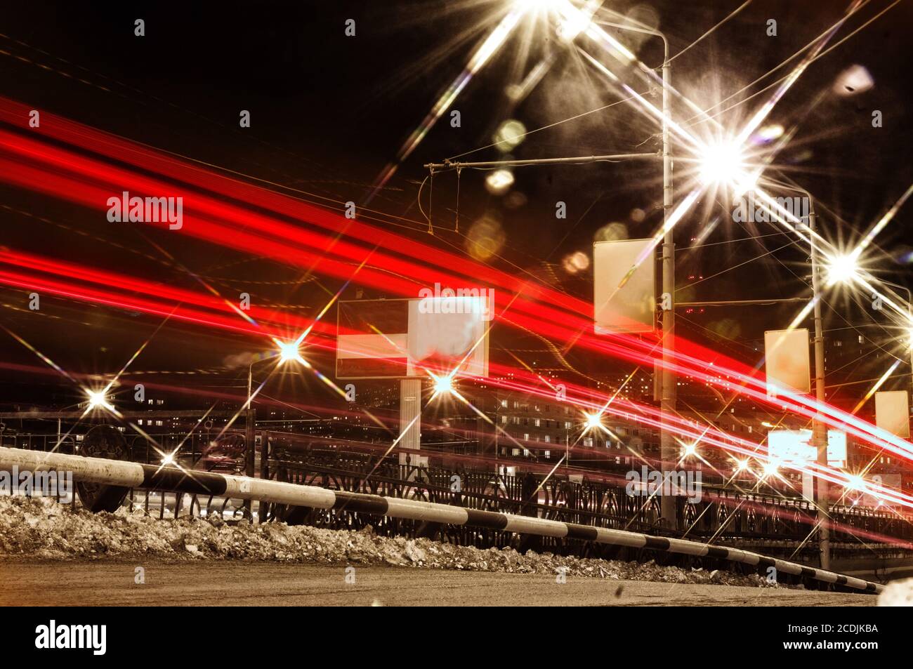 traffic in city at night Stock Photo - Alamy