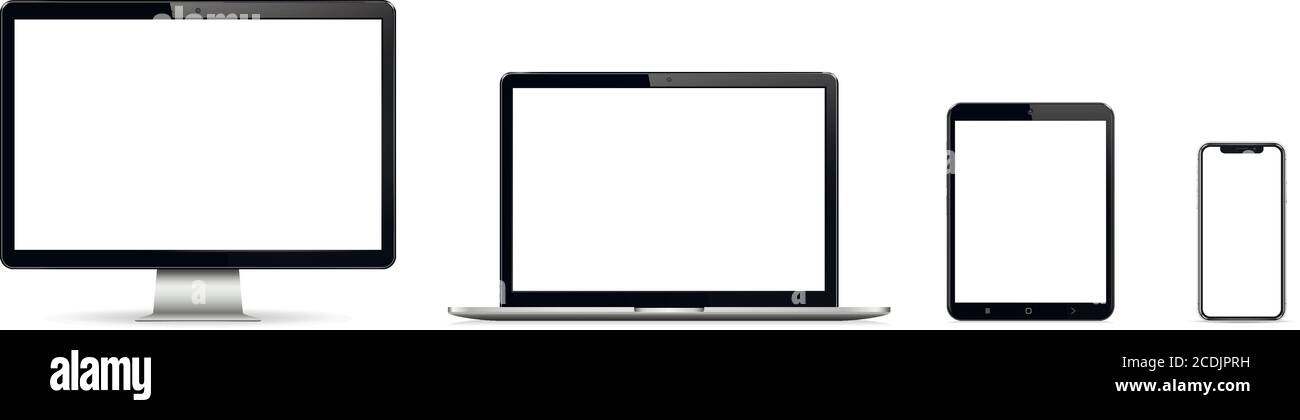 Set of blank screens with computer monitor, laptop, tablet, phone Stock ...