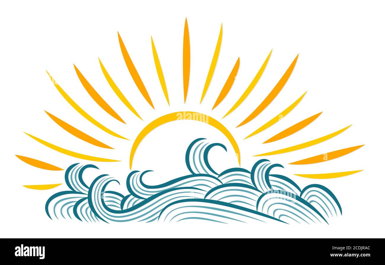 Sun and Blue Wave Symbol Stock Vector Image & Art - Alamy