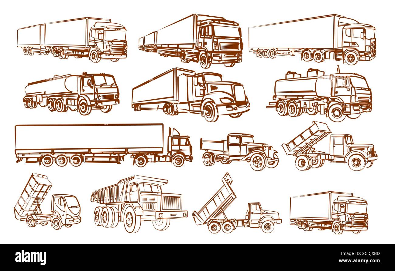 The big set of truck sketch Stock Vector Image & Art - Alamy