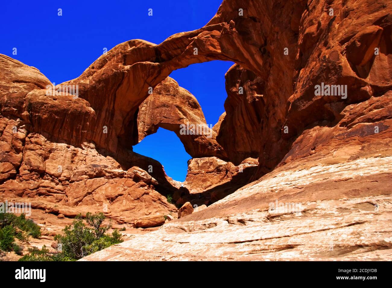 Sunny day in Arches Canyon Stock Photo - Alamy