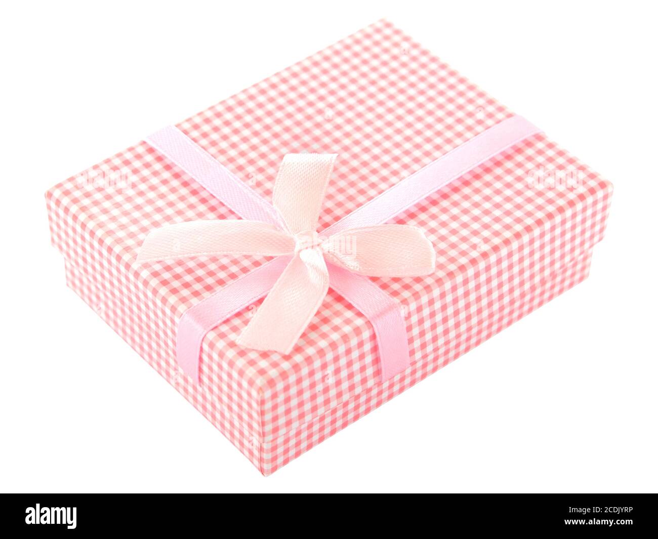 Pink and white checkered gift box Stock Photo - Alamy