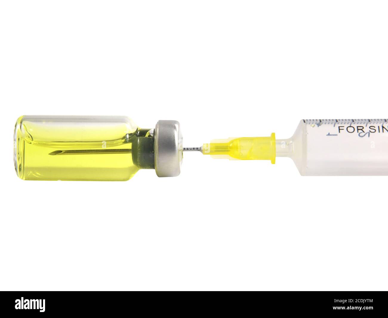 Syringe and vial with yellow serum isolated on white Stock Photo - Alamy