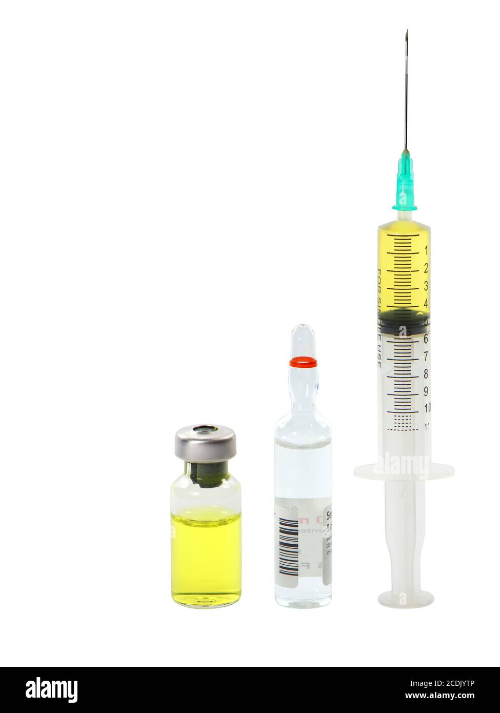 Syringe, vial an serum isolated on white. Injectable treatment Stock ...