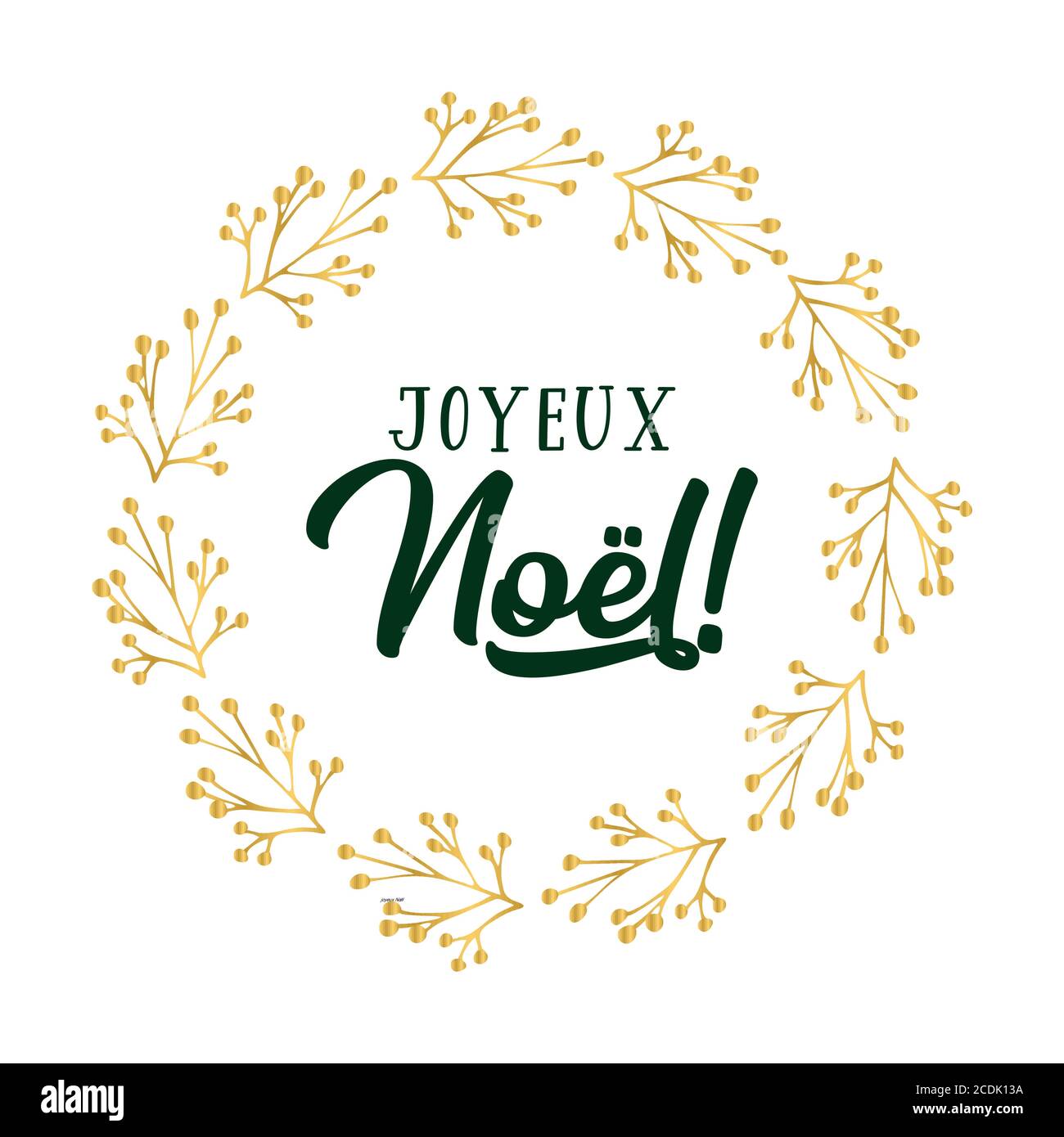 Joyeux Noel quote in French with wreath, as logo or header. Translated ...
