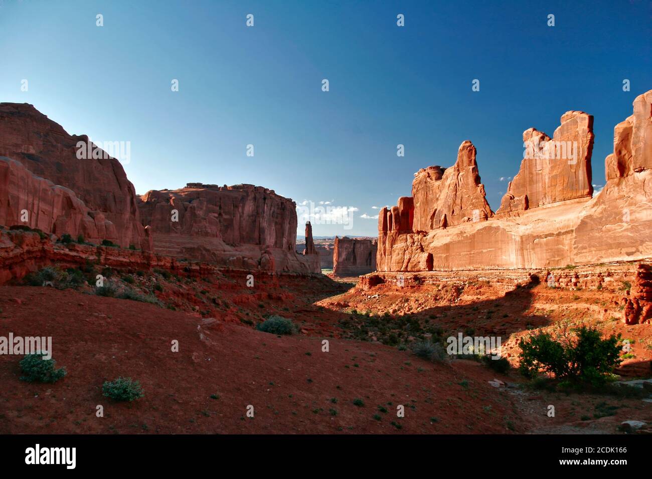 Sunny day in Arches Canyon Stock Photo - Alamy