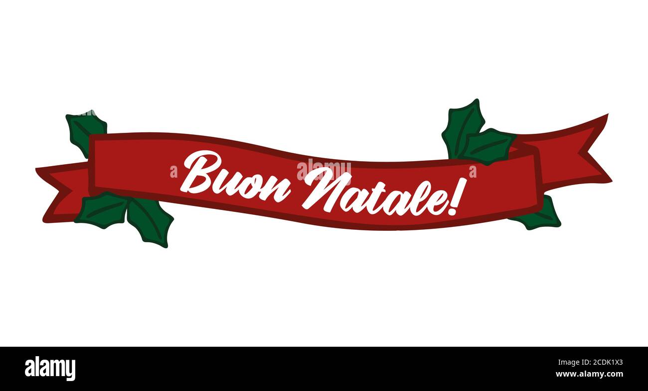 Buon Natale quote in Italian with ribbon, as logo or header. Translated ...