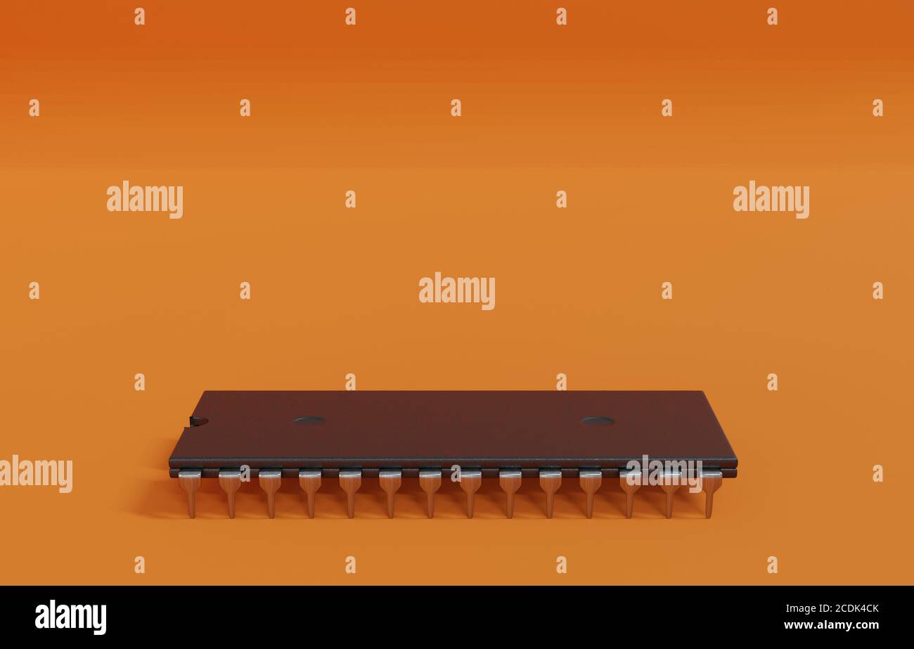 Old retro microprocessor micro chip close up from 80s and 90s computers ...