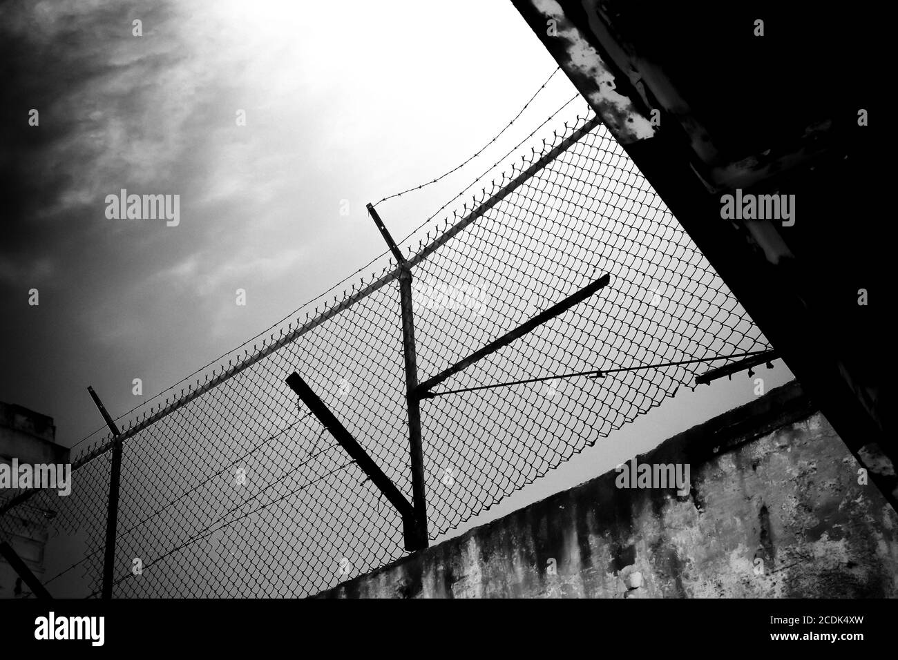 Barbed Wire Overhead View from Alcatraz Island Prison Stock Photo - Alamy