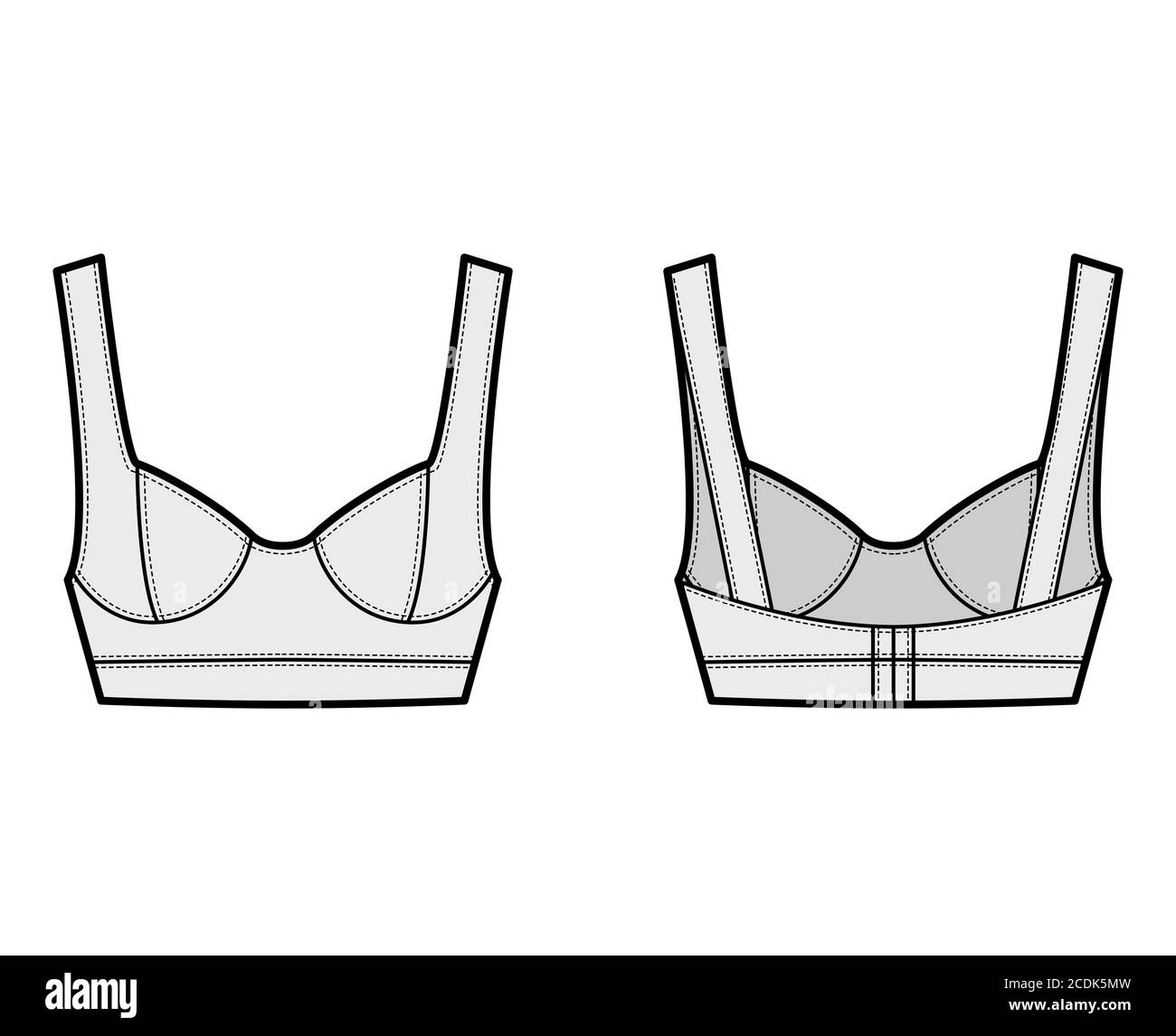 Jewel cropped bustier top technical fashion illustration with wide ...